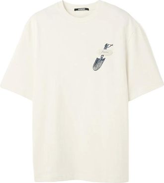 Jacquemus Homme, Tops, Blanc, Taille: S Le T-shirt Pelle
