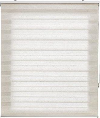 Blindecor | Rollo für Nacht und Tag nach Maß | Doppelschichtig | Leinenfarbe | 155 x 180 cm (Breite x Höhe) Stoffgröße 152 x 175 cm | Fensterrollos