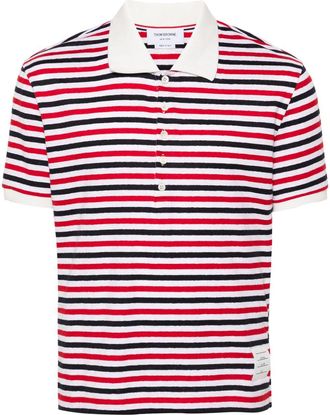 Thom Browne Poloshirt mit RWB-Streifen - Rot