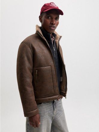 Jack & Jones Pilotenjacke JORSALAMANCO FLIGHT JACKET SN Polyester, Innenkragen mit Teddy Material