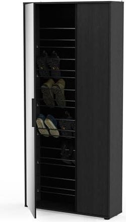 Demeyere Meuble &agrave; Chaussure Noir avec Grand Miroir - Peut Contenir Jusqu&agrave; 17 Paires de Chaussures - Double Espace Rangement Chaussure et Etag&egrave;res - Made in Fra