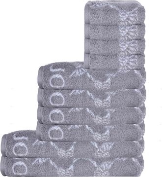 Joop Handtuch Set, 10-TLG - Cornflower, 2X Duschtuch, 4X Handtuch, 4X Gästetuch Grau Set