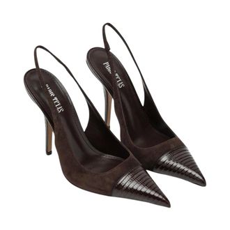 PARIS TEXAS Femme, Chaussures, Brun, Taille: 38 EU Escarpins Slingback en Daim avec Bout Emboss&eacute;