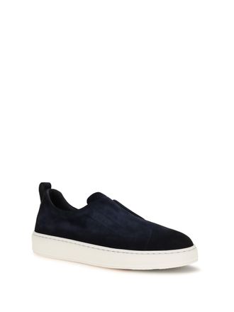 Santoni Suede Slip-On Sneakers - Blue