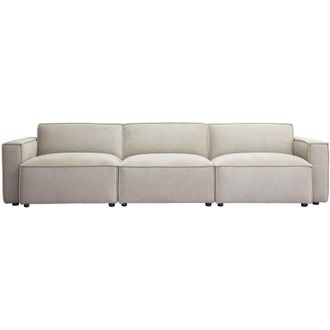 Miliboo Modulares Sofa f&uuml;r 4 Personen in beigem Samt-Textur Stoff SPLIT