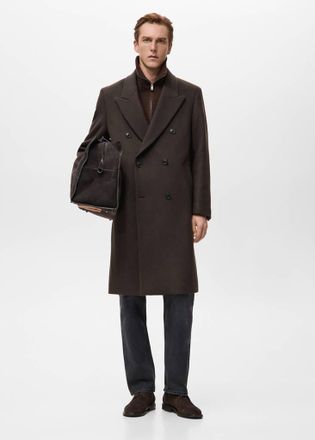 Mango Manteau crois&eacute; oversize chocolat - Homme - M - MANGO MAN