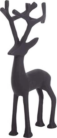 Brandsseller Figurine d&eacute;corative 24 cm Renne Cerf M&eacute;tal Sculpture D&eacute;coration No&euml;l Hiver - Noir