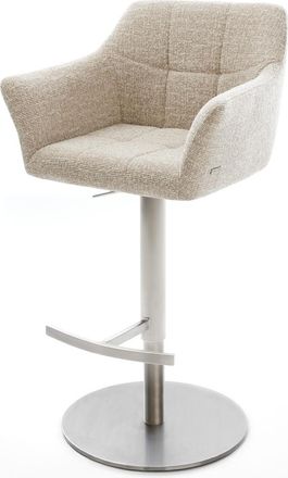 DELIFE Barstuhl Yulo-Flex Webstoff Soft Beige Drehfu&szlig; h&ouml;henverstellbar Edelstahl Silberfarben, Barst&uuml;hle