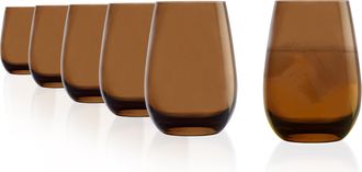 Stölzle Wassergläser Elements Braun 6er-Set 465 ml - Allroundgläser für Wasser, Saft & Cocktails - Hochwertige Trinkgläser aus bleifreiem Kristallglas - Spülm