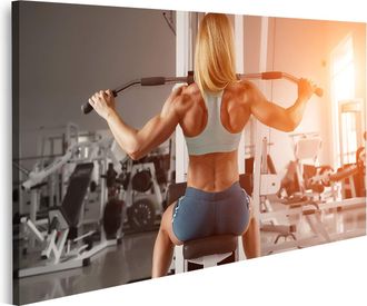 Islandburner Prime Bild auf Leinwand Blonde Fitness Girl Sexy Sport Wear Perfect Body Gym Posing Training S Bilder Wandbilder Poster