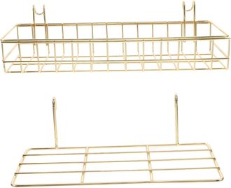 BESPORTBLE 2 Stück Teiliges Organizer mit Goldfarbenen Drahtkörben Stabiles Wandregal für Bücher und Haushaltsgegenstände Multifunktionales Wandaufbewahrungssyst