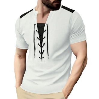 Generic T-shirt d&eacute;t&eacute; pour homme - L&eacute;ger, mature et d&eacute;contract&eacute; - En corde - Avec col rond et manches courtes, Blanc., 3XL