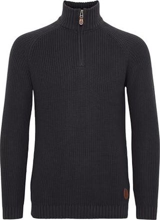 Solid SDXenox Homme Pull en Maille Troyer Grosses Mailles avec col Montant 100% Coton Regular Fit, Taille:XL, Couleur:Dark Grey Melange (8288)