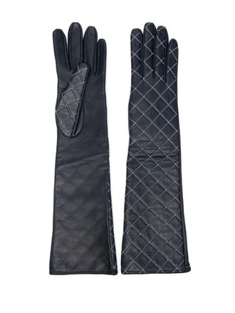 Manokhi gants en cuir - Bleu