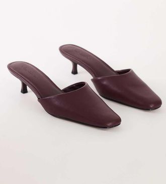 Topshop Arthur mule &agrave; bout rond et talon moyen en aubergine-Auburn