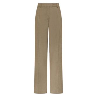 Seventy Lang geschnittene Hose aus gef&auml;rbter Viskose mit B&uuml;gelfalte - - Trousers - Damen - Beige - 2XS
