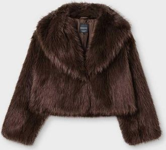 Stradivarius veste &agrave; col ch&acirc;le en faux-fur marron
