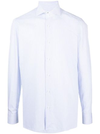 Borrelli Napoli chemise ray&eacute;e en coton &agrave; manches longues - Bleu