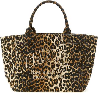 Ganni Femme, Sacs, Brun, Taille: ONE Size Leopard Medium Tote