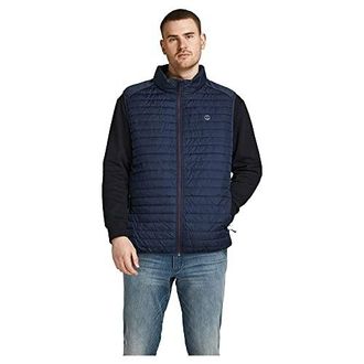 Jack & Jones Jack & Jones Vestes dextérieur à col multi bodywarmer pour homme, Bleu marine vif, 8XL