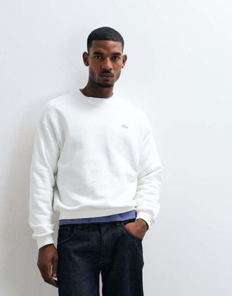 Lacoste Sweatshirt in Wei&szlig; mit lockerer Passform