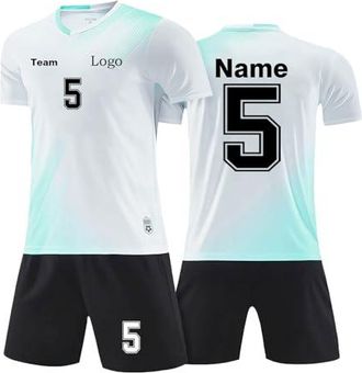 Generic Maillot de football personnalis&eacute;, num&eacute;ro de nom personnalis&eacute; avec logo de l&eacute;quipe, maillot de sport respirant unisexe pour enfants et adultes, 4, L
