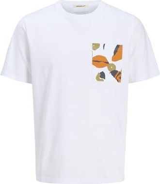 Jack & Jones Jortavira AOP T-Shirt &agrave; Manches Courtes et col Rond pour Homme, Blanc &eacute;clatant., M