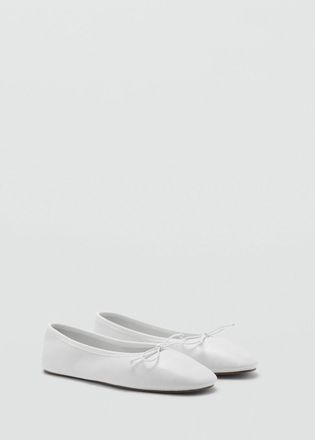 Mango Ballerines cuir naud blanc - Femme - 35 - MANGO