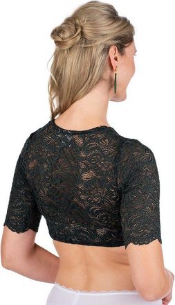 Spieth & Wensky Dirndlbluse Dirndlbluse - ANSBACH - altrosa, dunkelgr&uuml;n