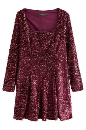 Next Minikleid Minikleid mit Pailletten und eckigem Ausschnitt (1-tlg)