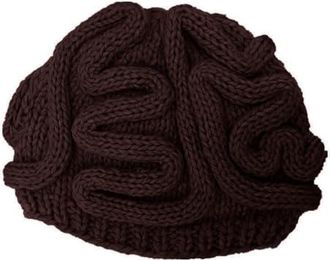 Generic 2026 Couleur unie Spoof Brain Chapeau tricoté à la main Mode Décontracté, café, Taille unique
