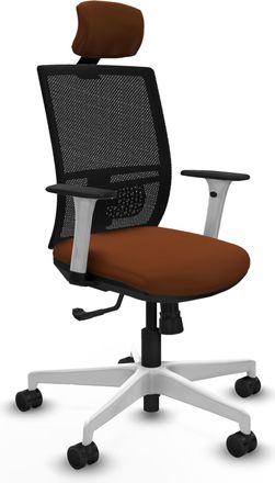 Piqueras y Crespo Brauner Schreibtischstuhl Yunquera mit wei&szlig;en und schwarzen Armlehnen, h&ouml;henverstellbare Lendenwirbelst&uuml;tze und h&ouml;henverstellbares Kopfteil, Schwarz/B
