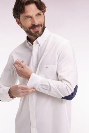 Eden Park Chemise En Coton Blanc &Agrave; Coudi&egrave;re Imprim&eacute;es Coupe Droite