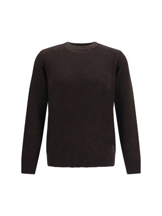 Brooksfield Mens Crewneck Sweater Dark Brown Fleece Wool (ovis Aries)