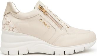 Nero Giardini Femme, Chaussures, Beige, Taille: 38 EU Baskets en Cuir et Tissu Technique