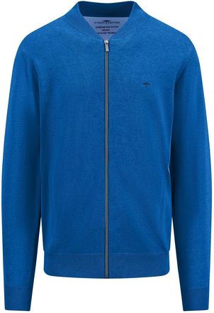 Fynch-Hatton Strickjacke aus Baumwolle mit Collegekragen Strong Blue/XXL