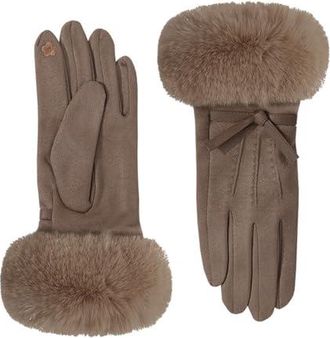 Generic Gants dhiver chauds pour femme avec poignets en fausse fourrure, style ext&eacute;rieur &eacute;l&eacute;gant, poignets en fourrure, mitaines pour &eacute;cran tactile, Marron 01