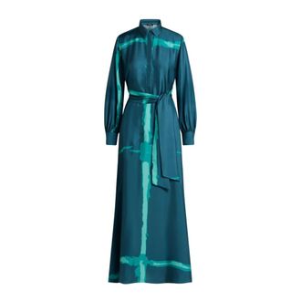 Kiton Langes bedrucktes Seidenkleid - - Dresses - Damen - Blau - M