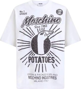 Moschino unisex, Tops, Blanc, Taille: XS T-shirt imprim&eacute; en jersey de coton