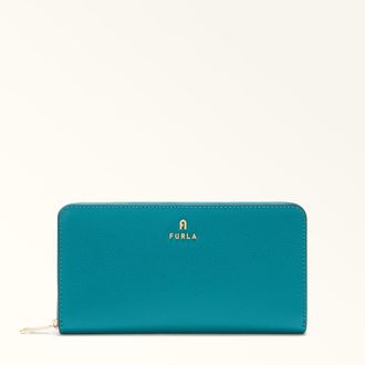 Furla Camelia Zip-around-portemonnaie Xl Amatore Blue Strukturiertes Leder Damen