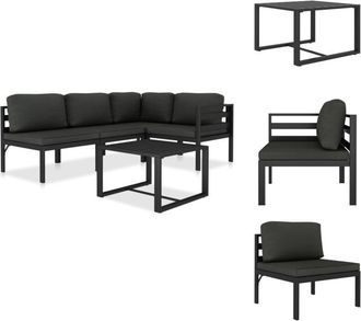 vidaXL 5-tlg. Garten-Lounge-Set mit Kissen Aluminium Anthrazit - Gartensofa - Loungesessel - Outdoor M&ouml;bel - Gartenm&ouml;bel Set - Aluminium Gartenm&ouml;bel
