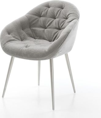 DELIFE Esszimmerstuhl Gaio-Flex Strukturstoff Soft Grau 4-Fuß konisch Edelstahl, Esszimmerstühle