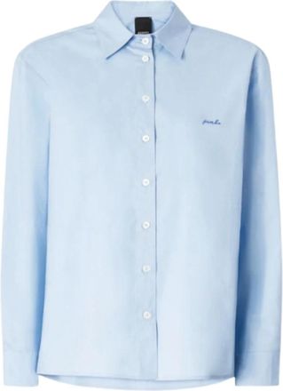 Pinko Pinko, Femme, Blouses et Chemises, Bleu, Taille: 34 FR Boxy Poplin Shirt