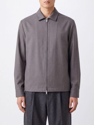 Pantaloni Torino Veste-chemise en m&eacute;lange de laine vierge et cachemire avec fermeture zipp&eacute;e