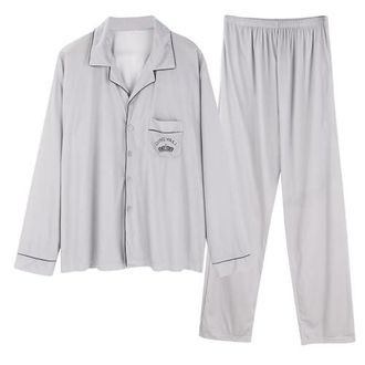 Generic Ensemble de pyjama en coton pour homme - Lot de 2 pyjamas &agrave; manches longues pour homme - Ensemble deux pi&egrave;ces - V&ecirc;tements de nuit - V&ecirc;tements de nuit 