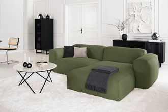 Studio Copenhagen home24 Ecksofa 1,5-Sitzer mit Longchair Gr&uuml;n Cordstoff Snor 260 x 71 x 173cm Longchair davorstehend rechts Modern