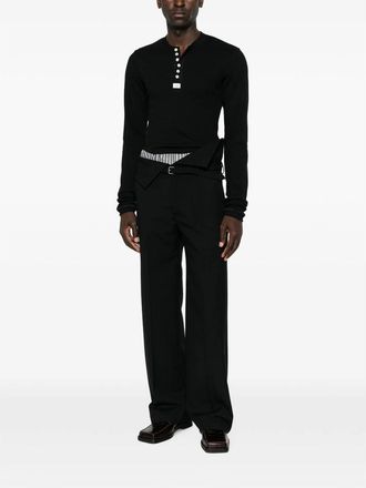 Magliano Ribbed Knit Henley Shirt - Black