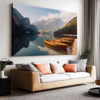 Generic Leinwand Wandkunst L&auml;ndlich Pragser Wildsee Naturlandschaft Poster Malerei Drucke, Leinwandbild f&uuml;r Wohnzimmer Schlafzimmer B&uuml;ro Heimdekoration Bilder