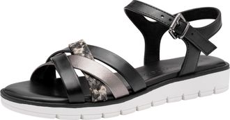 Marco Tozzi Damen Sandalen flach mit Schlie&szlig;e Sommer, Schwarz (Black Comb), 42 EU