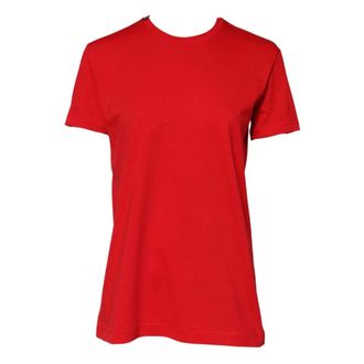 Dolce & Gabbana Femme, Tops, Rouge, Taille: 38 FR T-shirt rouge en coton à col rond
